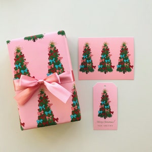 Christmas Trees Wrapping Paper: Pink {gift Wrap, Birthday, Holiday ...