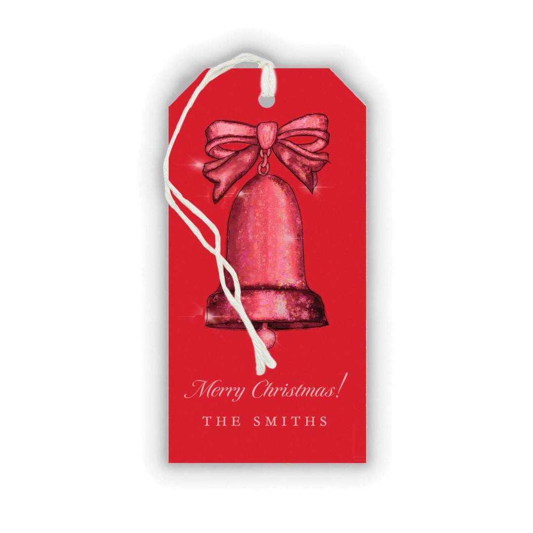 Pink Holiday Bell Gift Tags: {pink Bell Gift Tag, Personalized Holiday ...