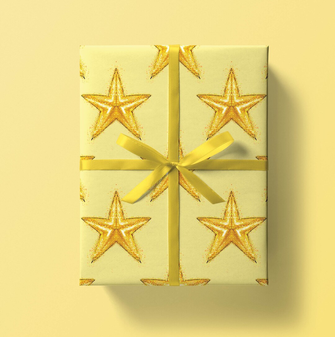 Glistening Star Wrap: Gold {gift Wrap, Holiday Star Wrap, Holiday Gift ...