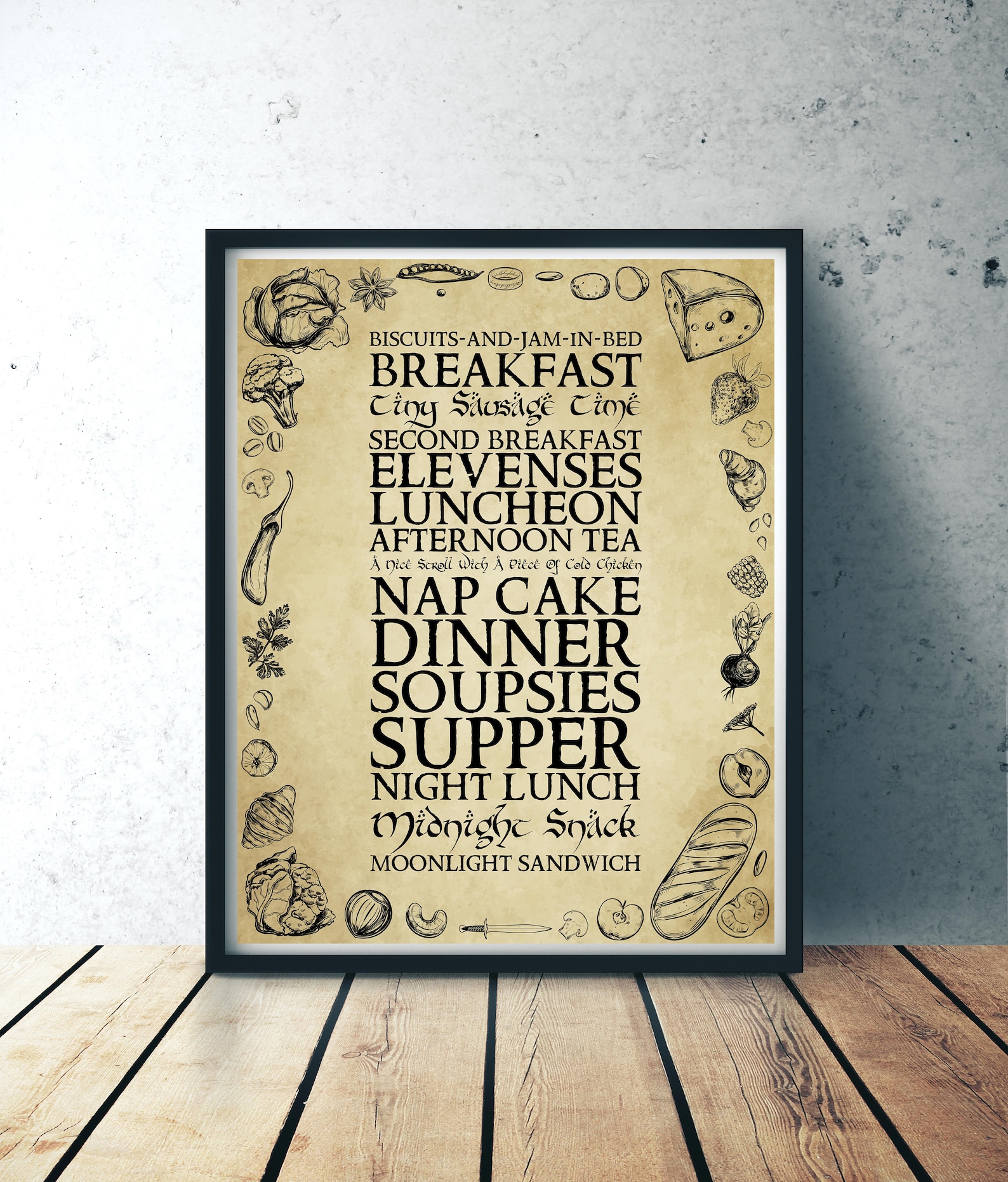 Complete Hobbit Meal List Lord of the Rings Art Print | Etsy