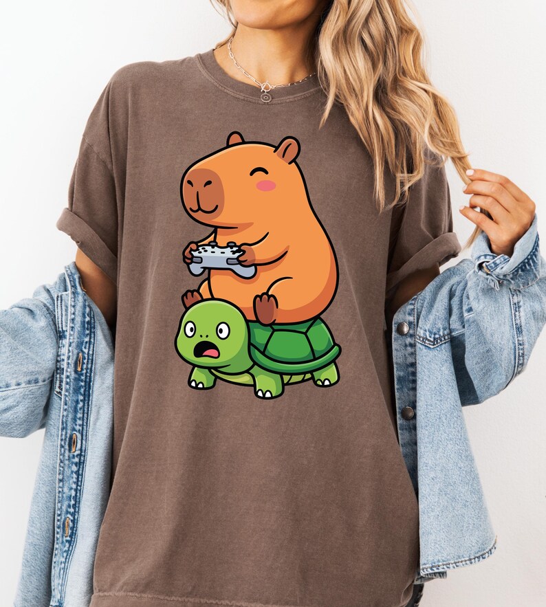 Cute Capybara Gamer PNG: Anime Turtle Funny Kids Graphic Kawaii Png SVG ...