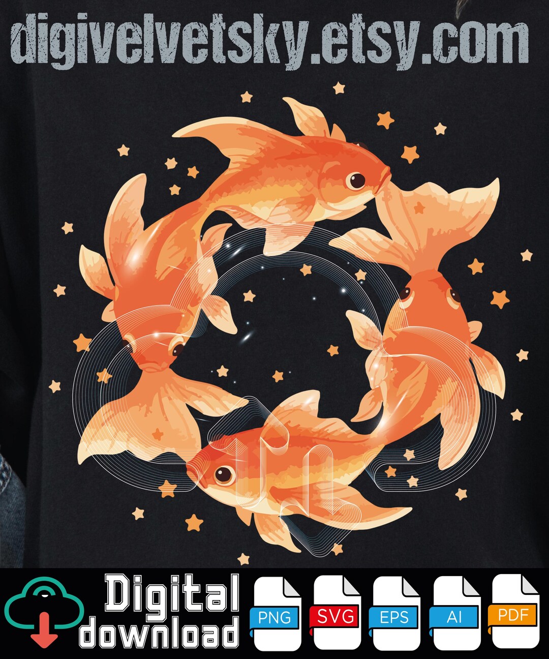 Goldfish Star Aesthetic PNG: Cute Beachy Grunge Y2k Png Vintage Retro ...