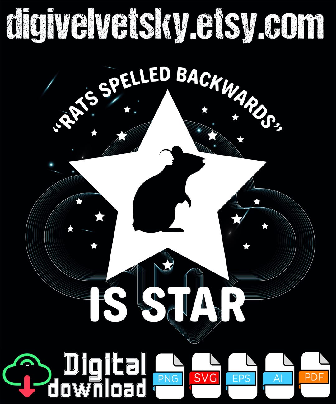 Rats Spelled Backwards is Star PNG: Funny Rat Quote Design Animal ...