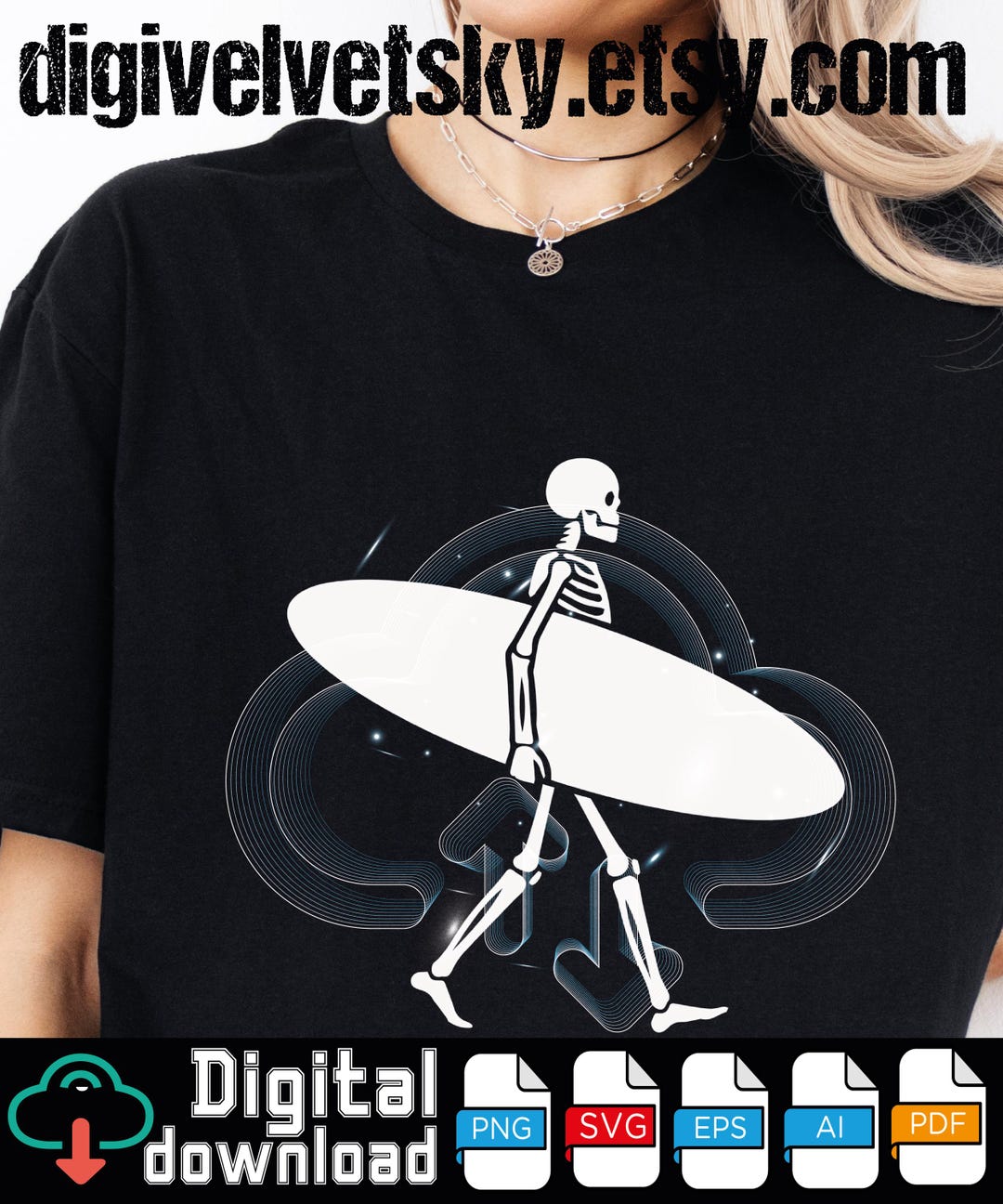 Skeleton Surfing PNG: Spooky Surf Skeleton Halloween Png Beach Vibes ...