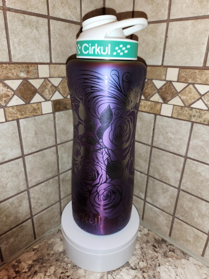 Cirkul 32oz Professional Laser-engraved "rose & Vine" Full-wrap Pattern ...