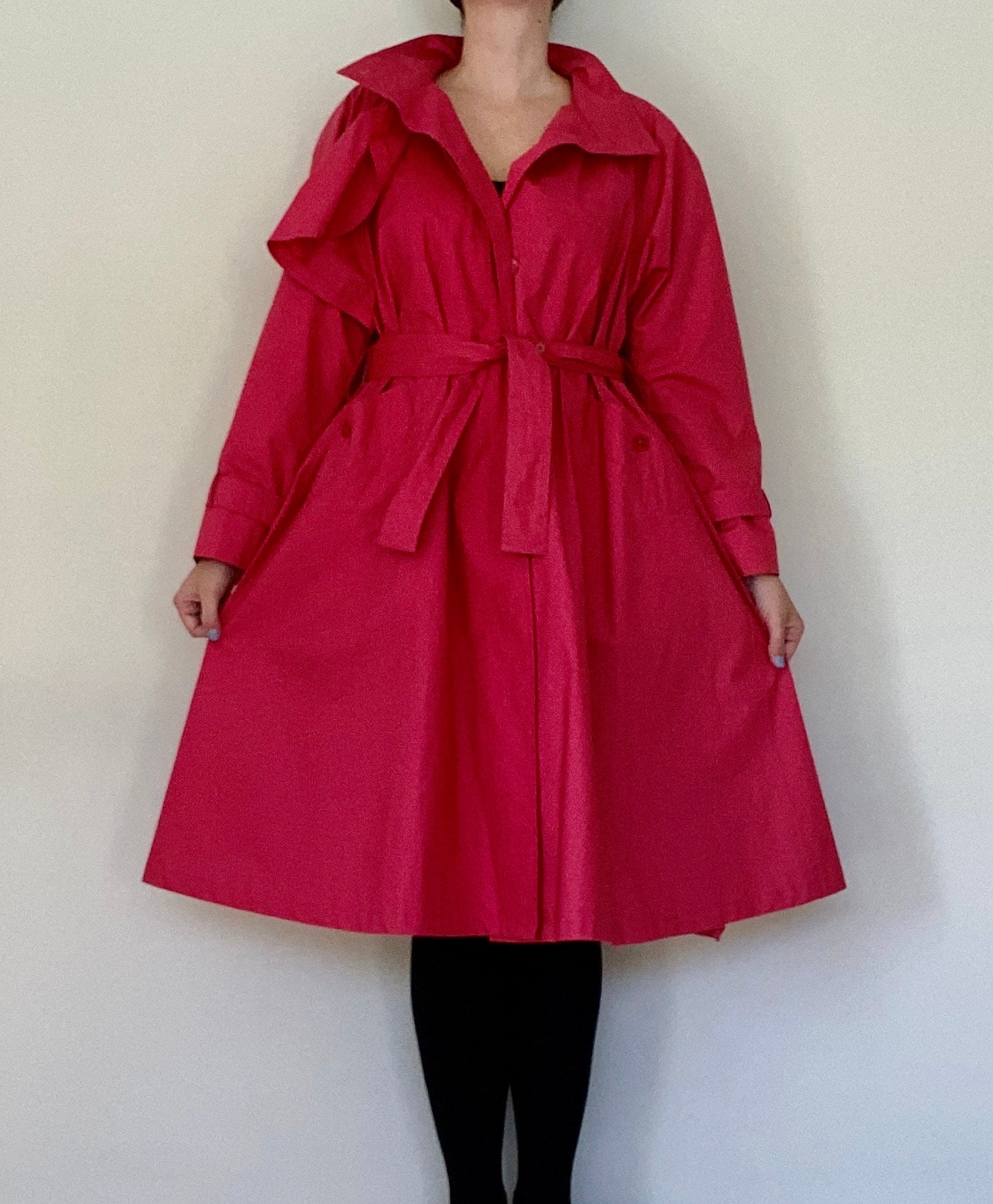 90s London Fog Fuchsia Trench Coat Size L - Etsy