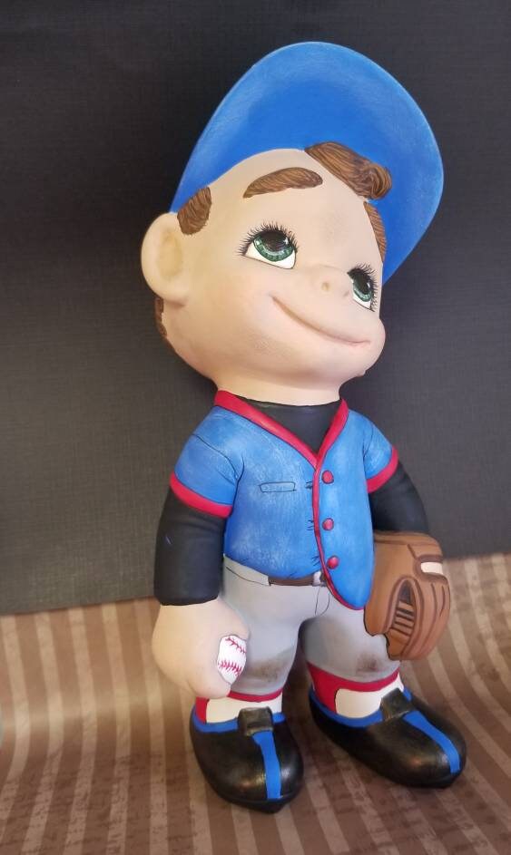 Ceramic Smiley Baseball Catcher happy hand painted little boy - Etsy.de