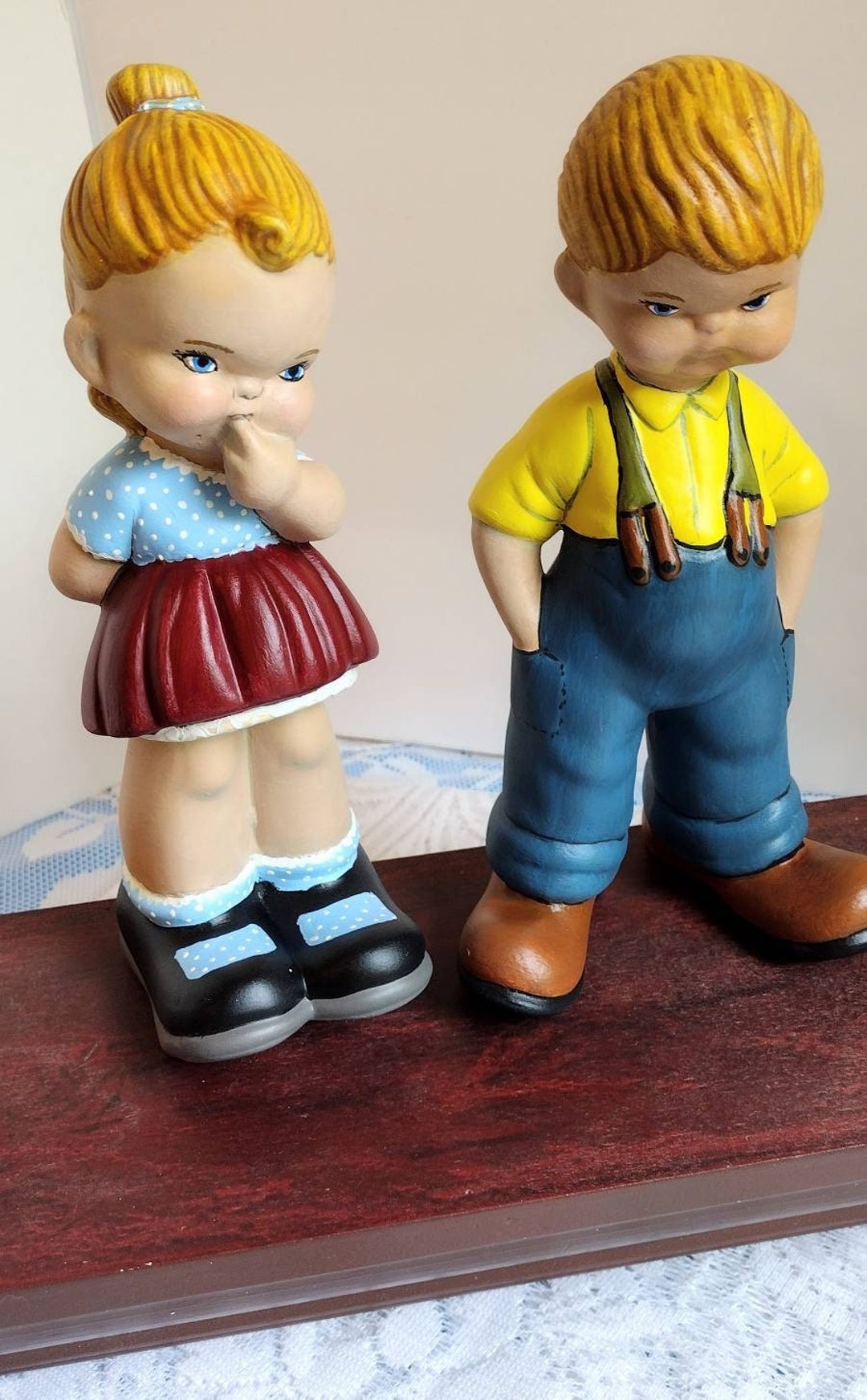 Country Children Ceramic Figurines, Siblings - Etsy