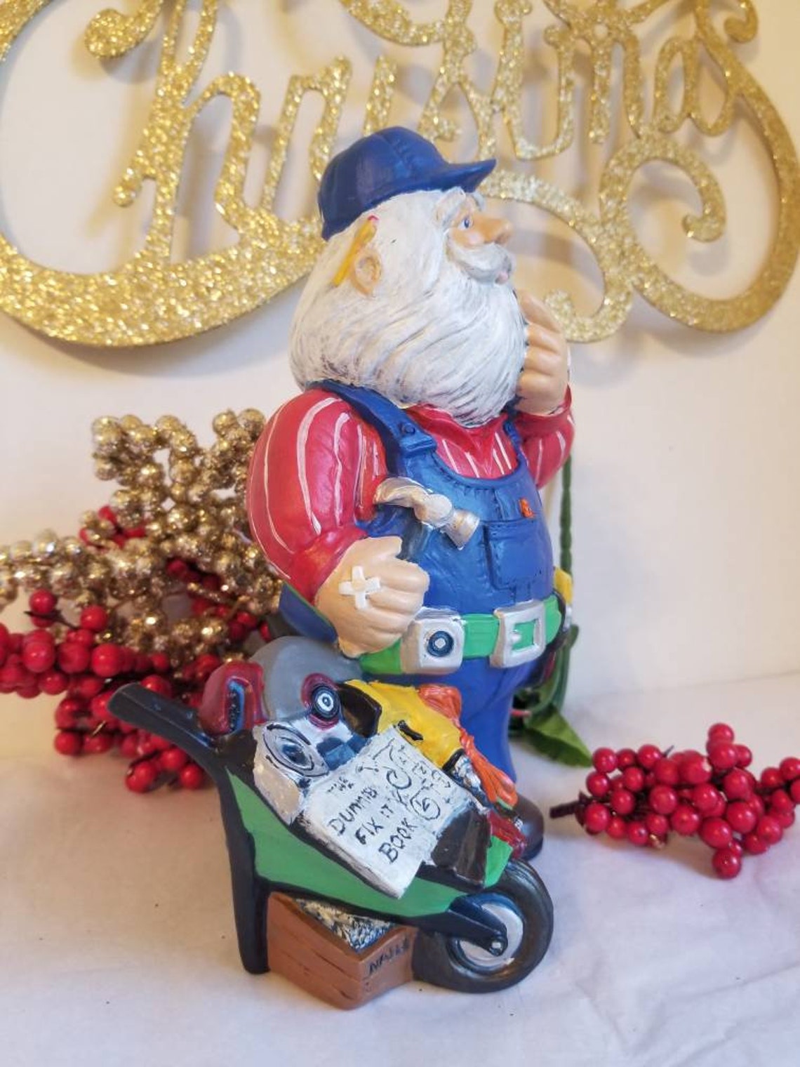 Handyman Santa Claus, Hand Painted Ceramic Bisque Collectible - Etsy