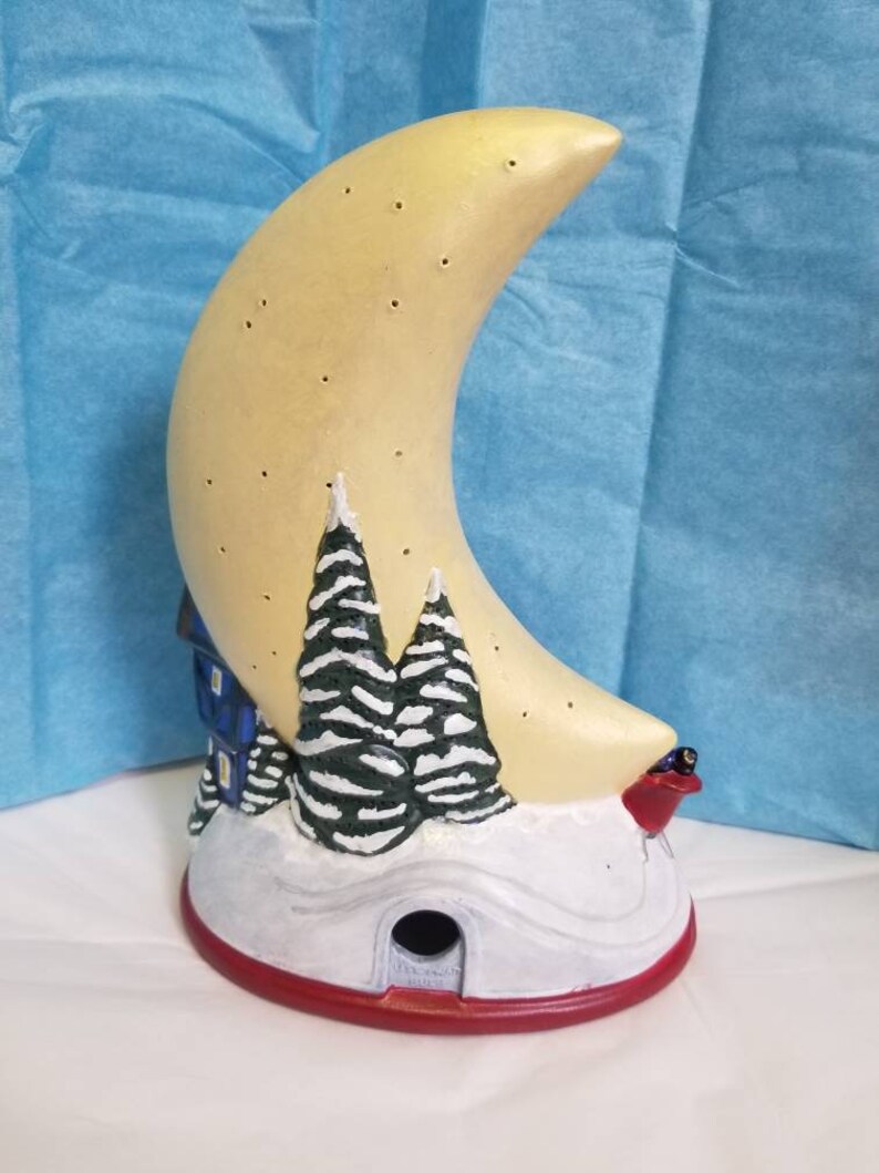 Winter Moon Village Scene Nightlight, Ceramic Bisque, Handpainted - Etsy