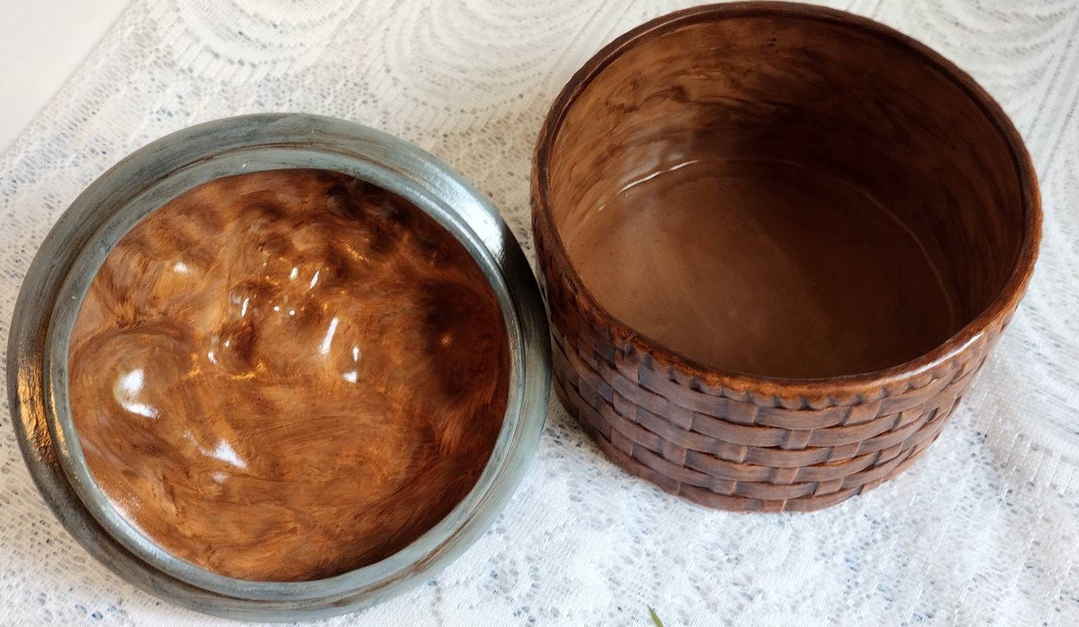 Fruit and Flower Ceramic Box With Lid, Bisque, for Shelf or Vanity ...