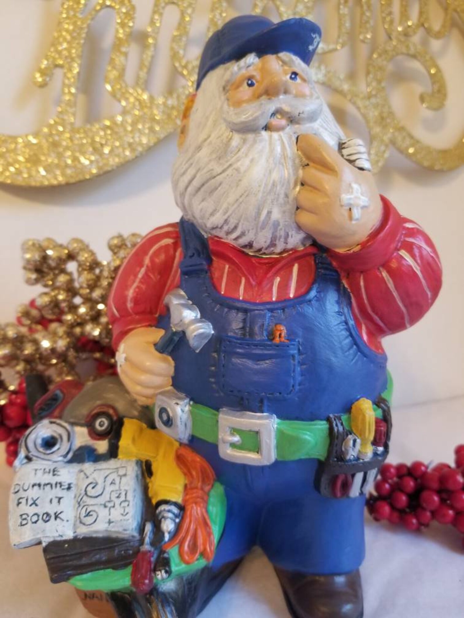 Handyman Santa Claus, Hand Painted Ceramic Bisque Collectible - Etsy