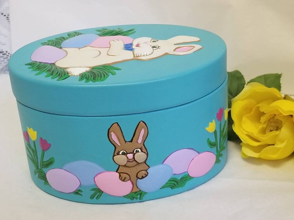 Bunny Rabbit Ceramic Treasure Box, Easter Bunny, Eggs - Etsy