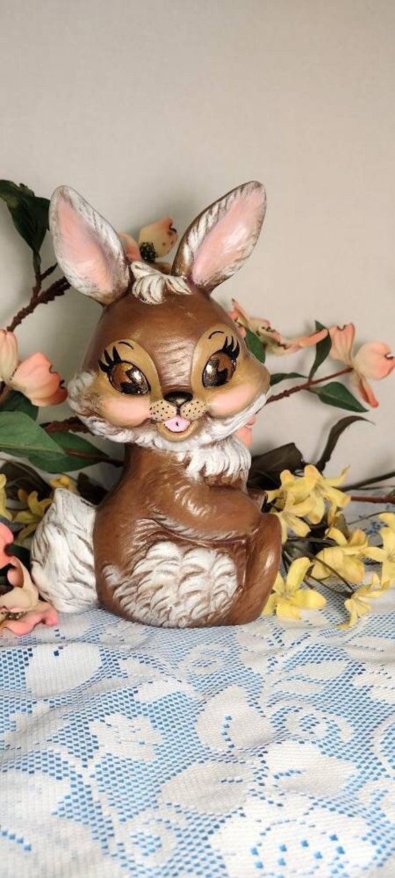 Happy Brown Bunny Rabbit Ceramic Figurine - Etsy