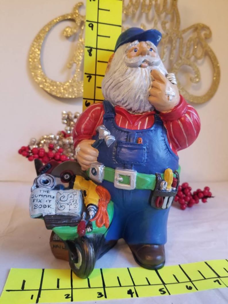 Handyman Santa Claus, Hand Painted Ceramic Bisque Collectible - Etsy