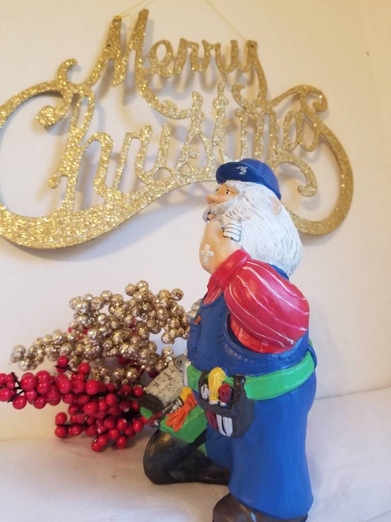 Handyman Santa Claus, Hand Painted Ceramic Bisque Collectible - Etsy