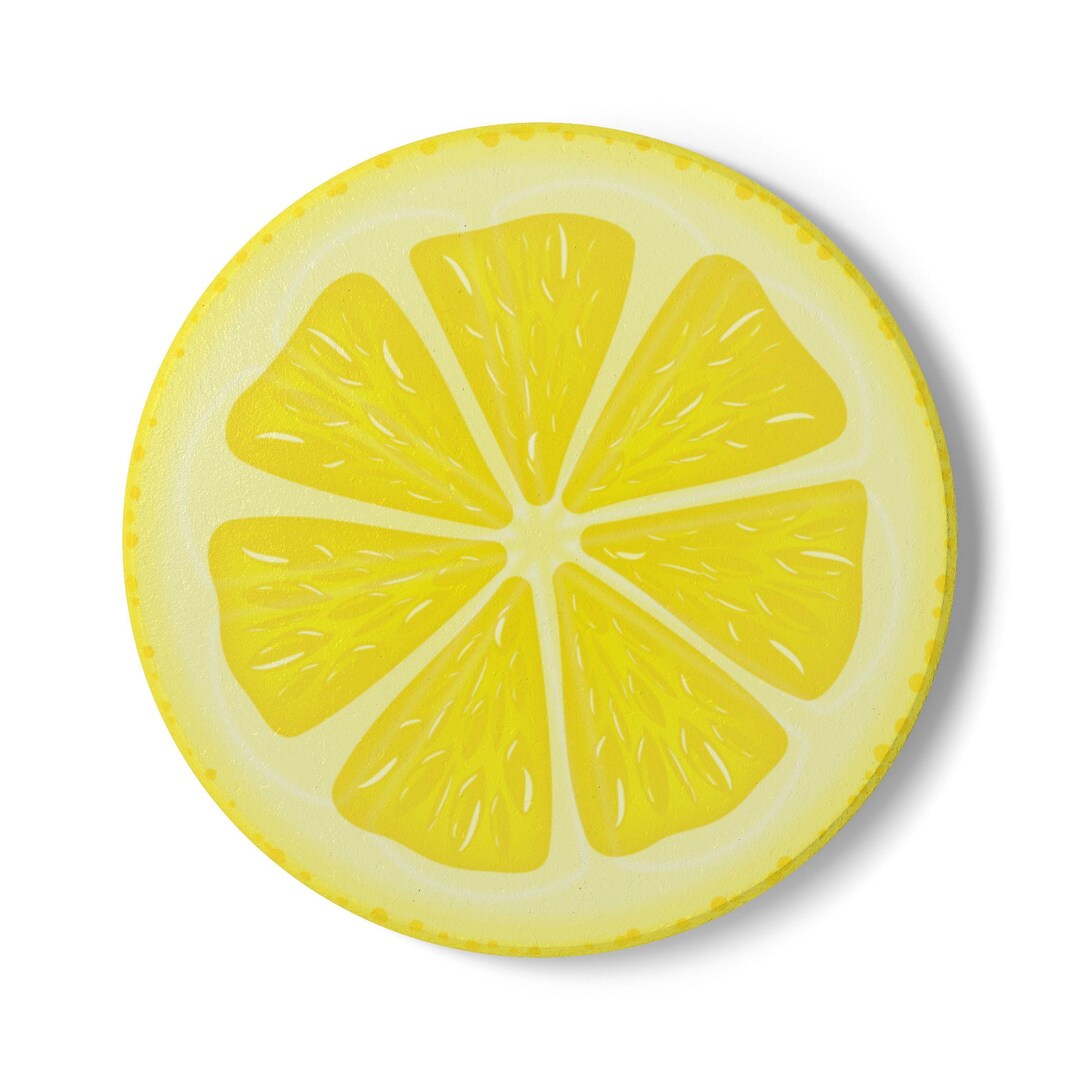 Whimsical Lemon Slice Ceramic Coaster, Fun Summer Kitchen Decor ...