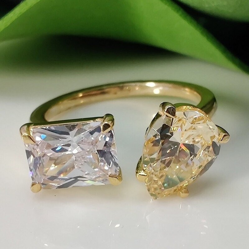 Two Stone Engagement Ring - Etsy