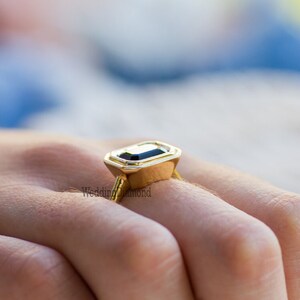 Square Black Diamond Ring, 1.67 Ct Emerald Cut Black Moissanite Ring ...