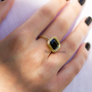 Square Black Diamond Ring 1.67 Ct Emerald Cut Black - Etsy