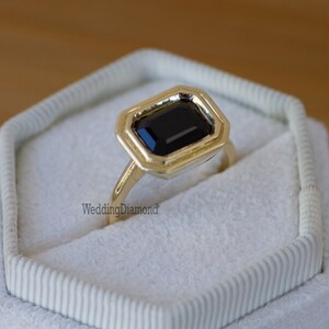 Square Black Diamond Ring, 1.67 Ct Emerald Cut Black Moissanite Ring ...