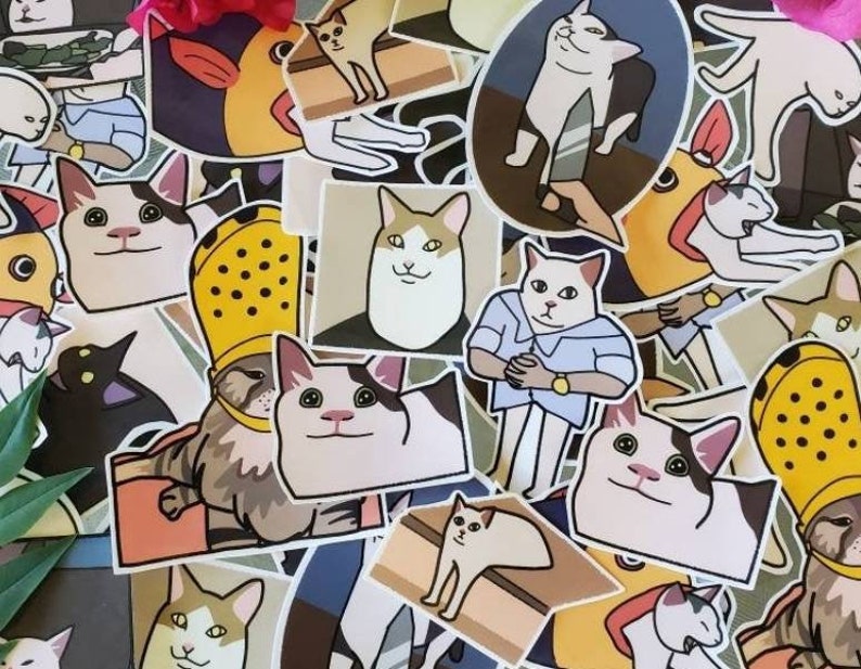 Cursed Cat Meme Single Stickers | Etsy