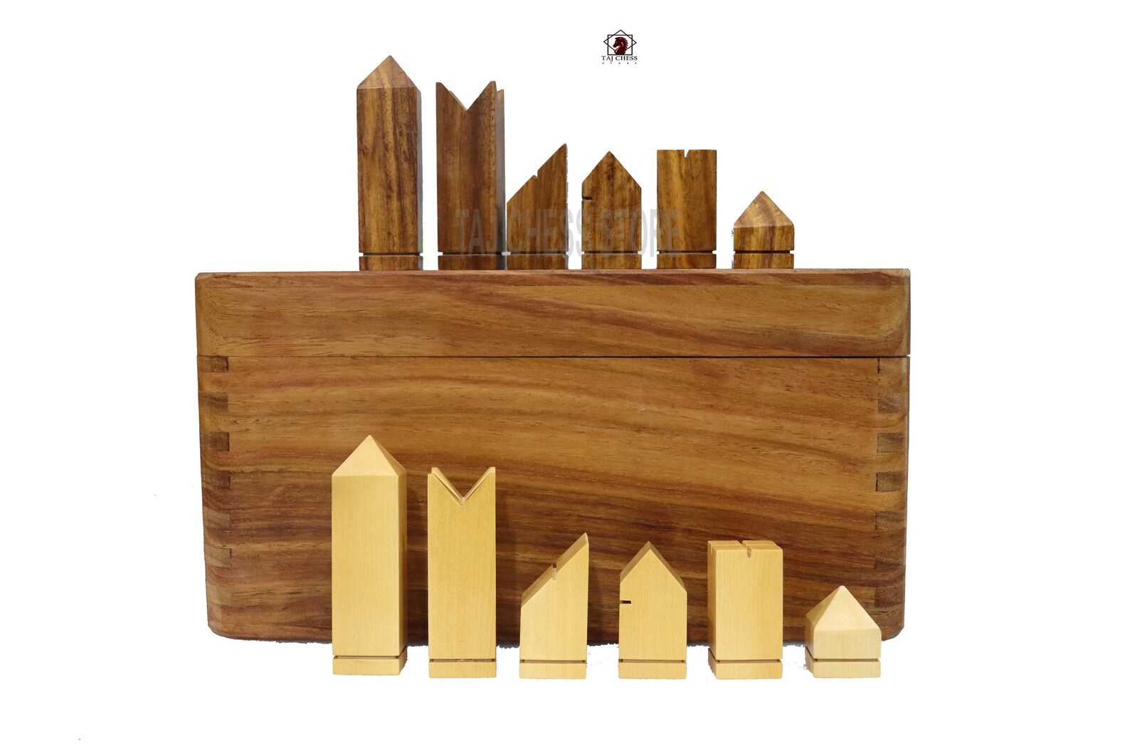 Modern Pyramid Style Wooden Chess Set Pieces in Golden - Etsy