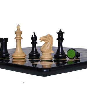 Marshall Series Staunton Chess Pieces Only in Ebony/ Natural Boxwood ...