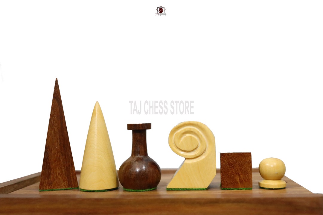 Reproduced Man Ray Wooden Chess Set Pieces in Golden Rosewood/beechwood ...