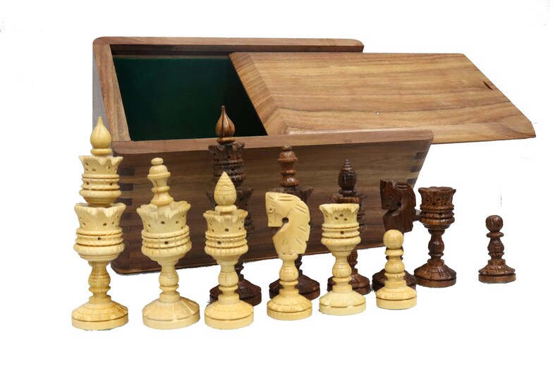 Lotus Series Chess Pieces Unique Hand Carved Chessmen & - Etsy