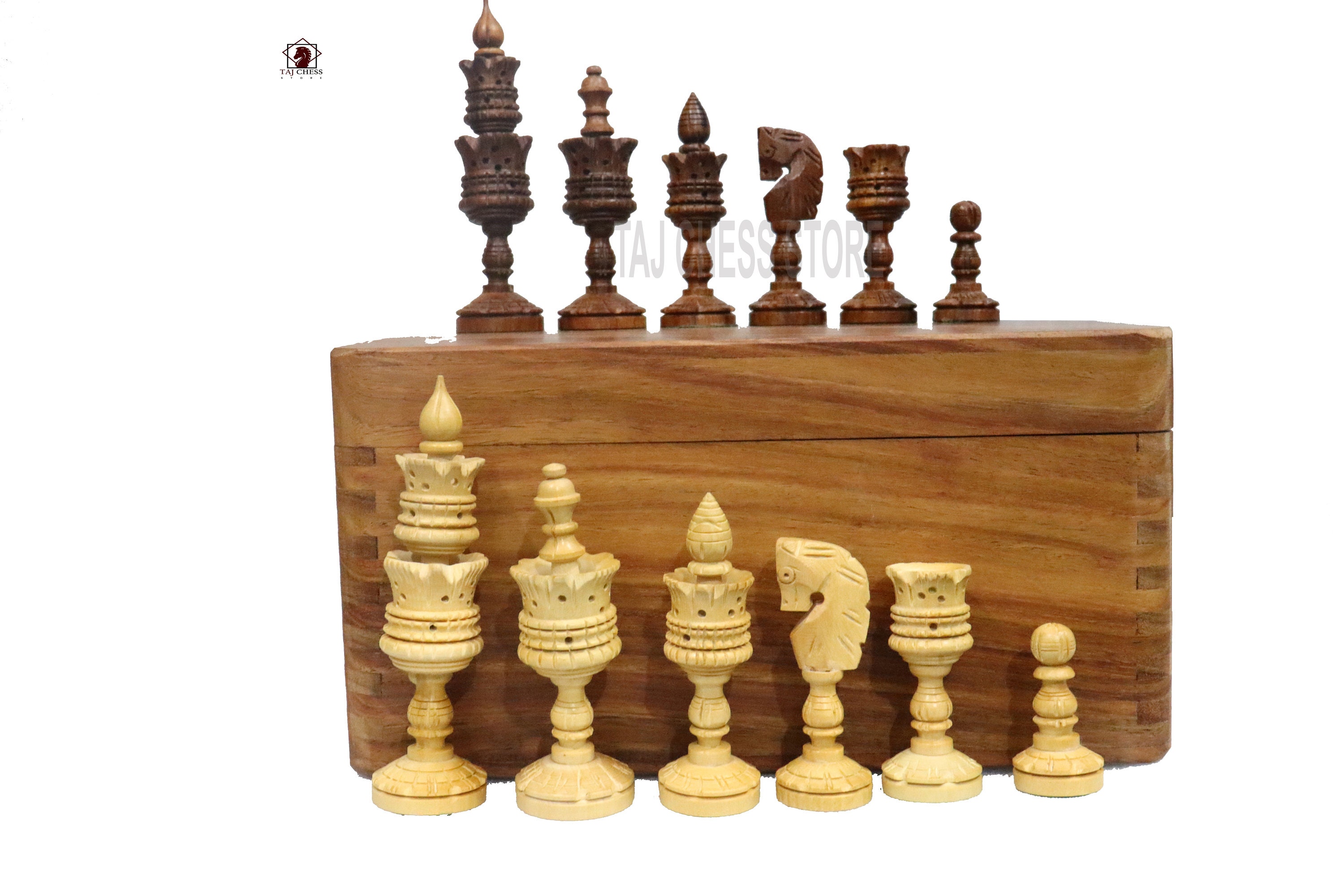 Lotus Series Chess Pieces - Unique Hand Carved Chessmen & Artistic Only ...