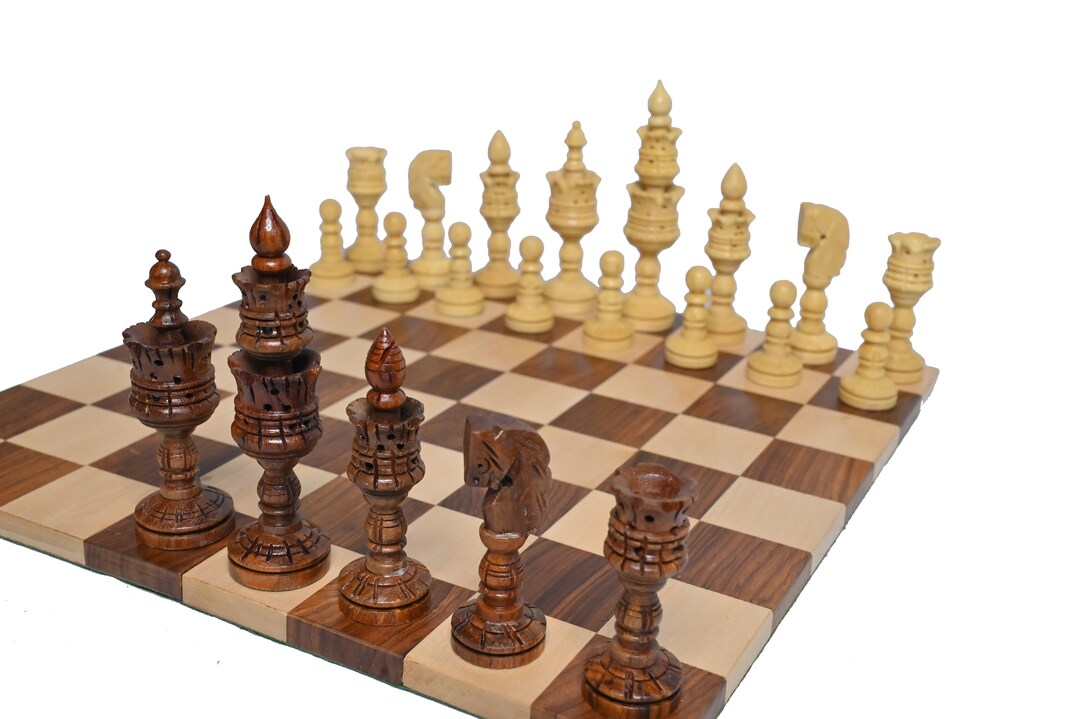 Lotus Series Chess Pieces - Unique Hand Carved Chessmen & Artistic Only ...