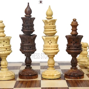 Lotus Series Chess Pieces Unique Hand Carved Chessmen & - Etsy