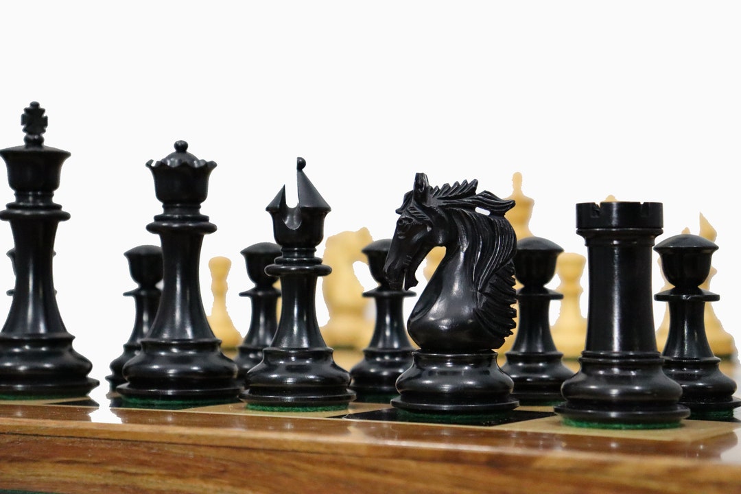 The Persian Knight Luxury Chess Pieces in Ebony Wood and Natural ...