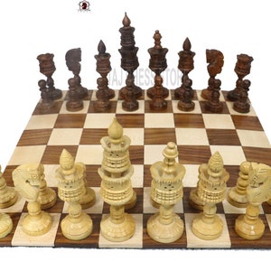 Lotus Series Chess Pieces Unique Hand Carved Chessmen & - Etsy