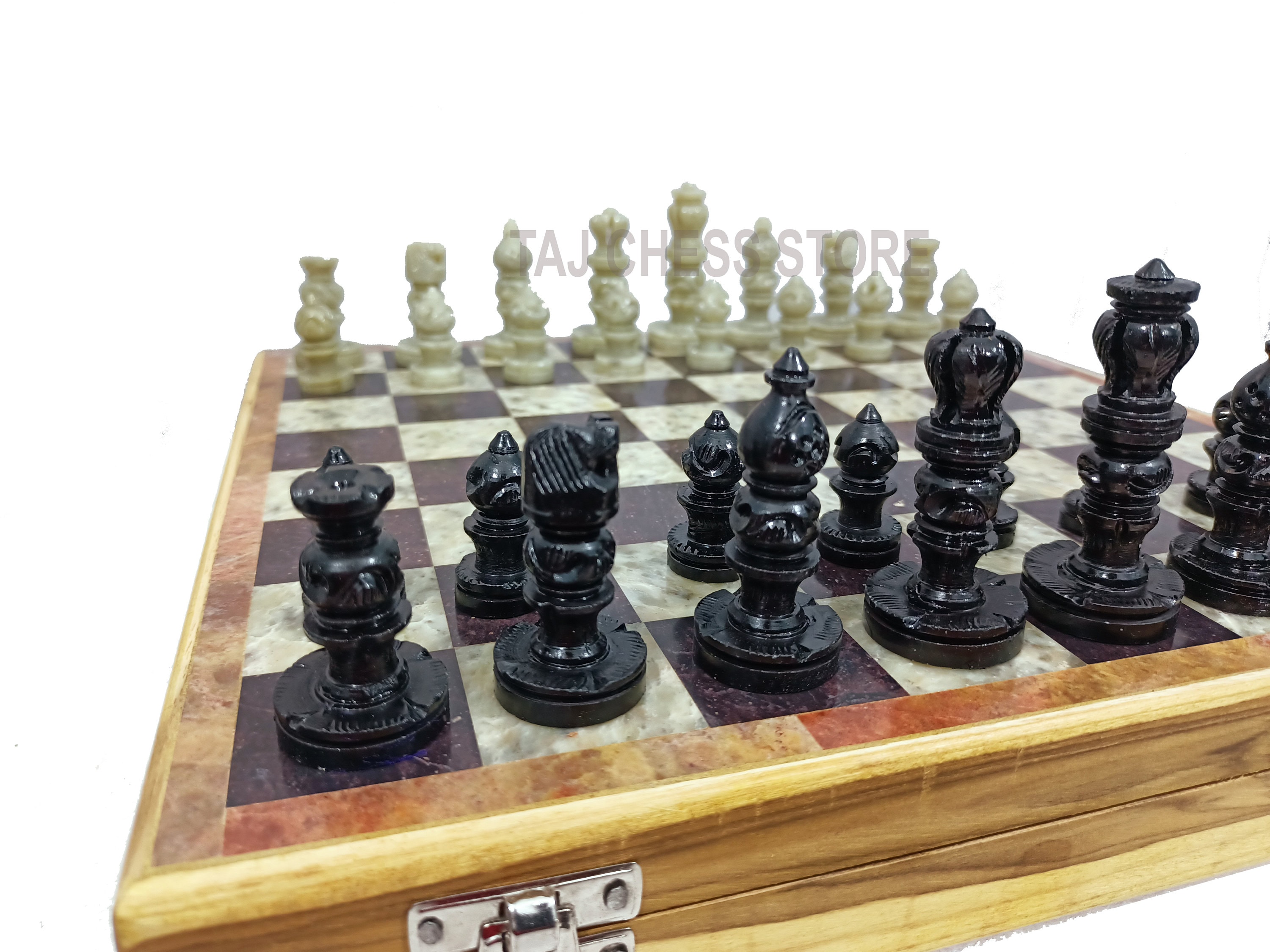12 Soap Stone Chess Set Pieces & Framed Wooden Board - Etsy
