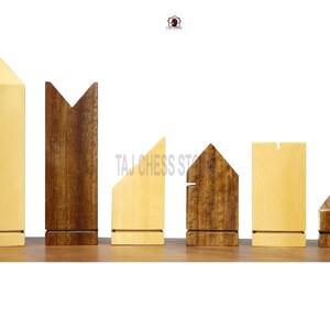 Modern Pyramid Style Wooden Chess Set Pieces in Golden - Etsy