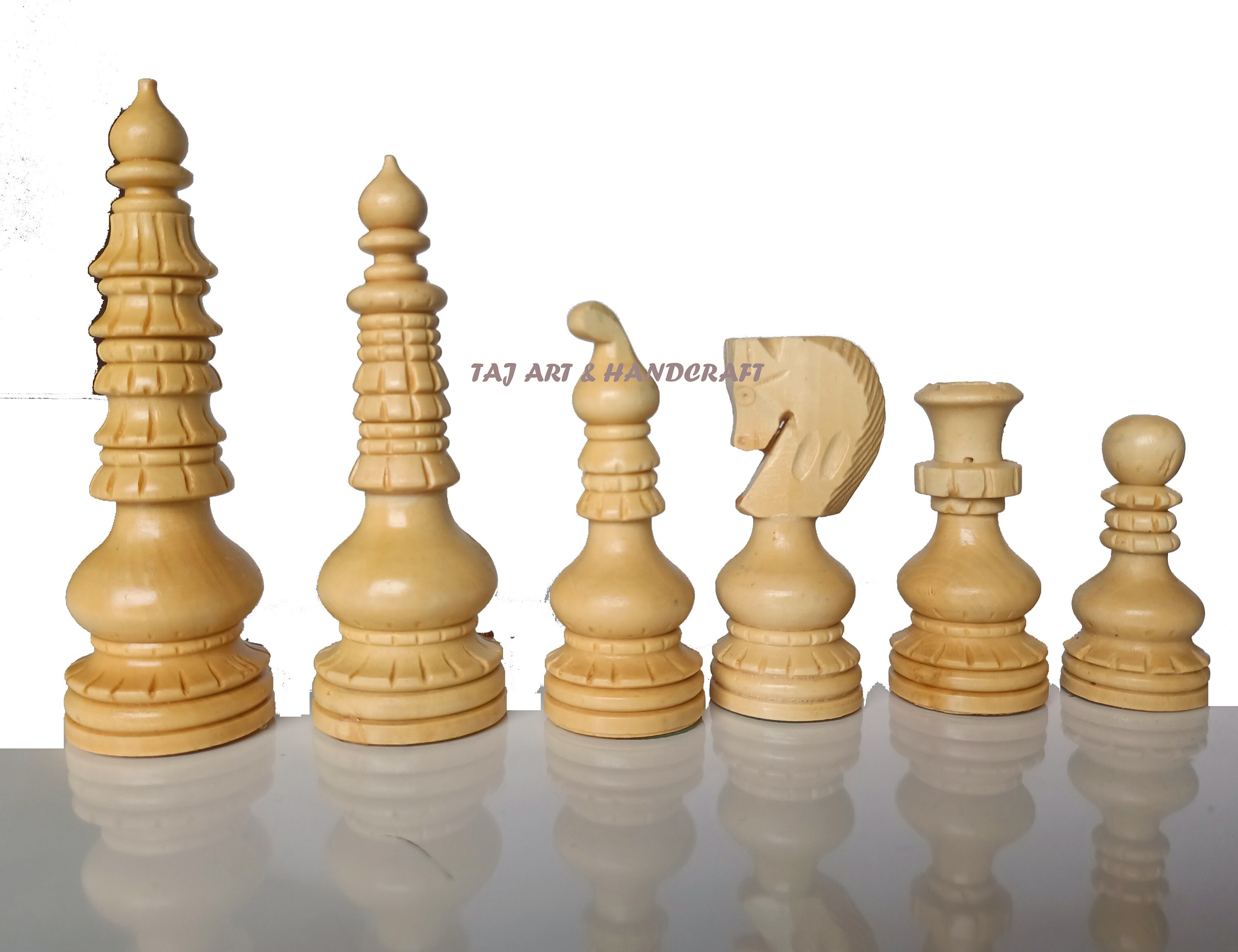 Antique Chess Pieces Handmade Wooden Chessmen in Golden - Etsy