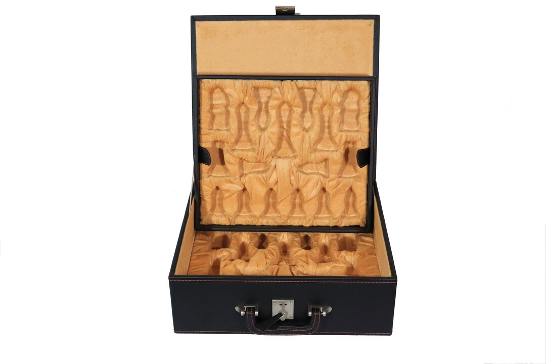 Leatherette Coffer Storage Box for 3.5"- 4.1" King Chess Pieces With ...