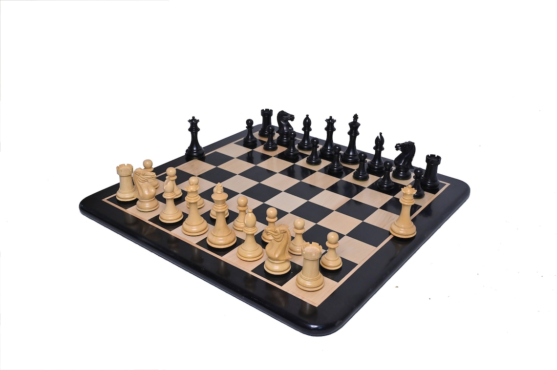 Marshall Series Staunton Chess Pieces Only in Ebony/ Natural Boxwood ...