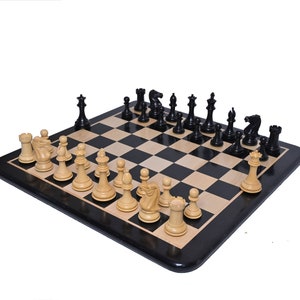 Marshall Series Staunton Chess Pieces Only in Ebony/ Natural Boxwood ...