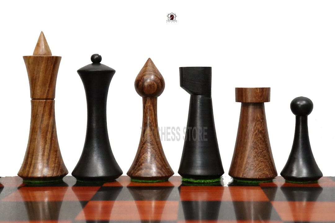 4" Unique Minimalist Hermann Ohme Chess Game Set Set Ebonized/golden ...