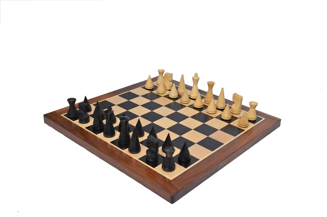 Combo Chess Set | 3.1" Russian Poni Chess Pieces With 17" Solid Ebony ...