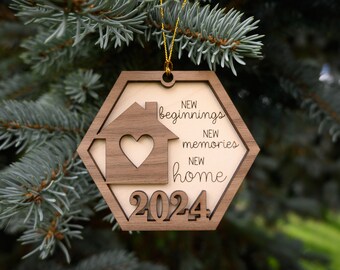 New Home, New Beginning, New Memories Ornament, Personalized First Christmas in Our New Home ...