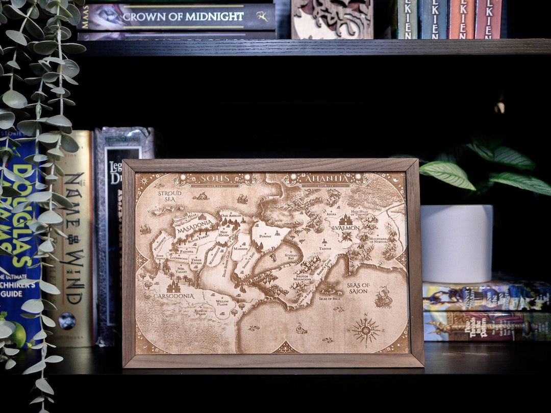 From Blood and Ash Map, Wood Engraved Map of Solis and Atlantia - Etsy