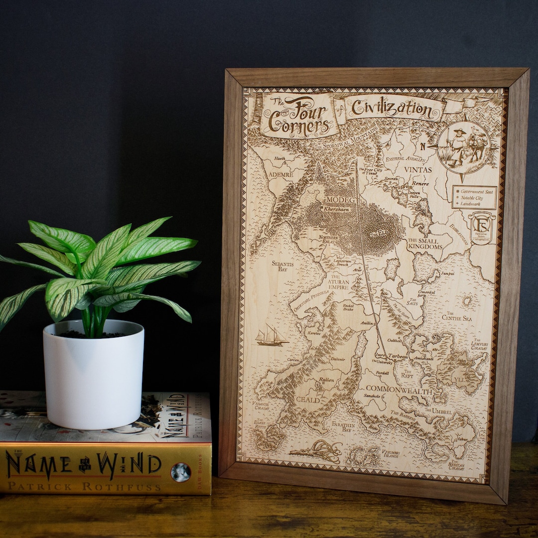 Name of the Wind Map, Wood Engraved Kingkiller Chronicle Map - Etsy