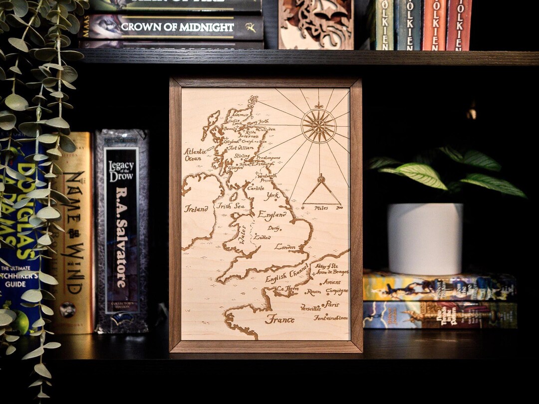 Outlander Map, Wood Engraved Map of Scotland From the World of the ...