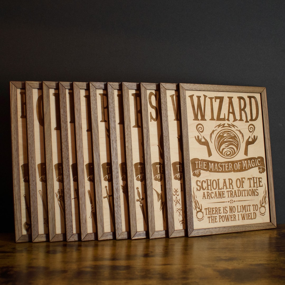 D&D Class Wood Engraved Display, 13 Choices (12 Classes + DM), Dnd ...
