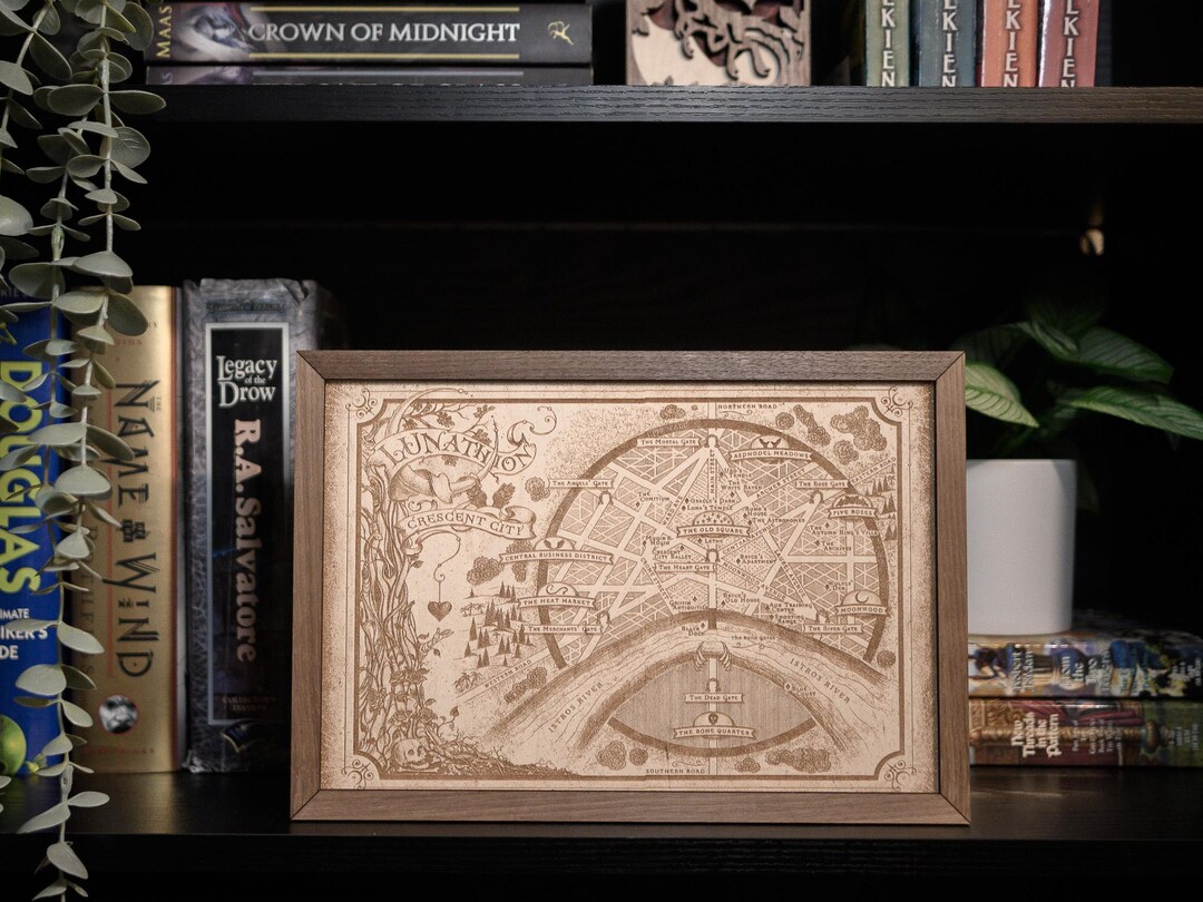 Crescent City Map, Wood Engraved Map of Lunathion, Updated for Book 3 ...