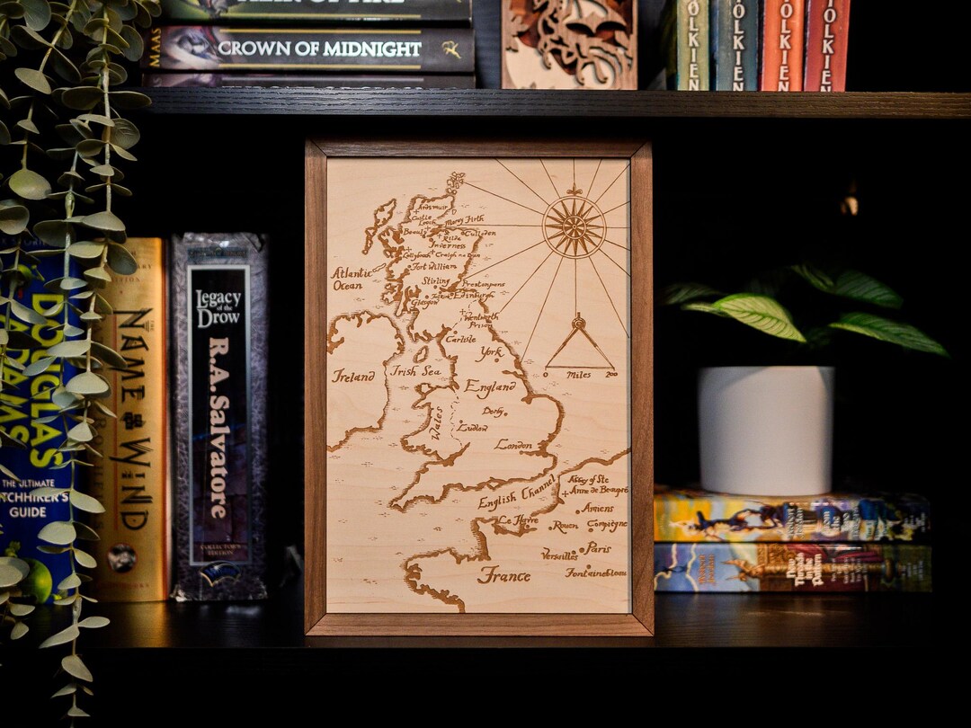 Outlander Map, Wood Engraved Map of Scotland From the World of the ...